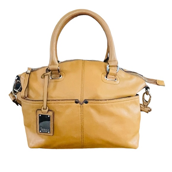Tignanello | Bags | Tignanello Tan Satchel Handbag With Silver Accents ...
